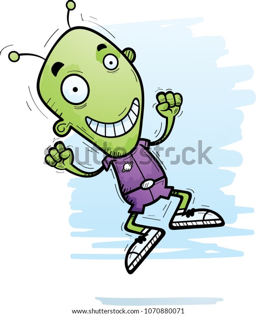 Cartoon Illustration Alien Man Jumping Stock Vector (Royalty Free ...