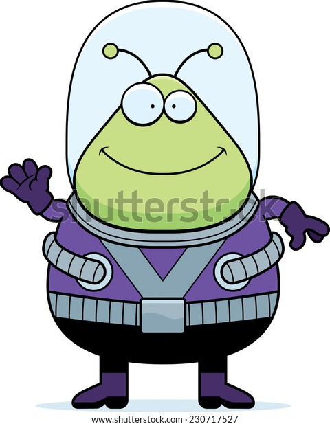 Cartoon Illustration Alien Waving Stock Vector (Royalty Free) 230717527 ...