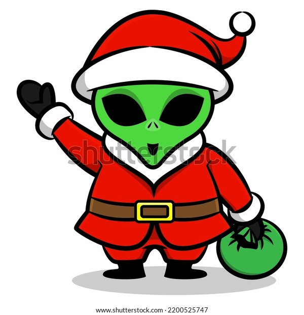 Cartoon Illustration Alien Wearing Santa Claus Stock Vector (Royalty ...