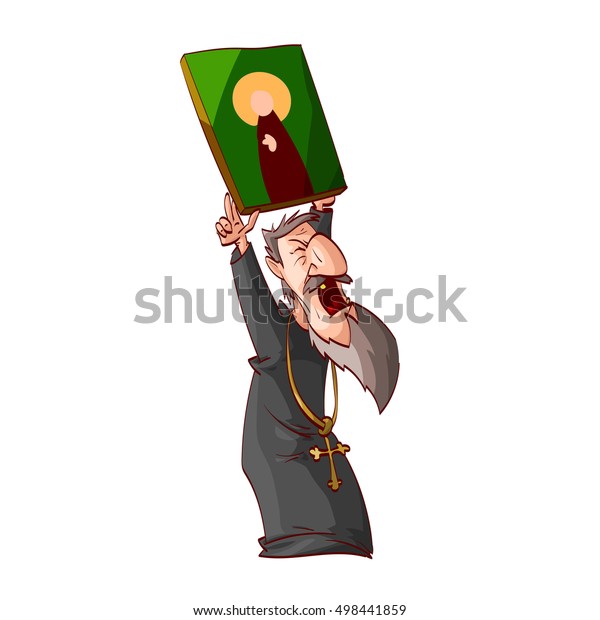Cartoon Illustration Angry Eastern Orthodox Priest Stock Vector ...