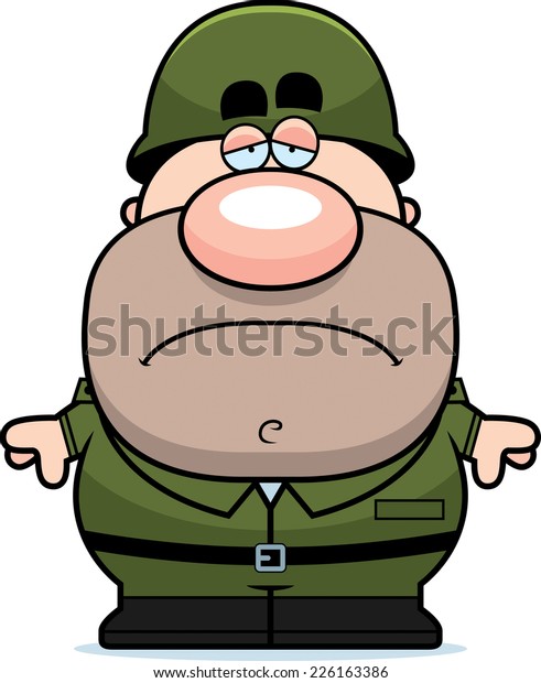 Cartoon Illustration Army Soldier Looking Tired Stock Vector (Royalty ...