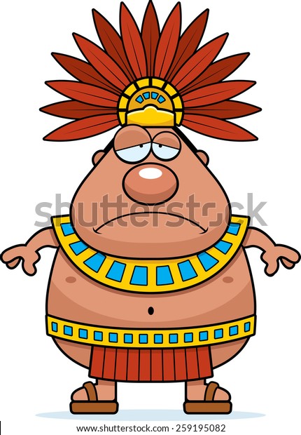 Cartoon Illustration Aztec King Looking Sad Stock Vector (Royalty Free ...