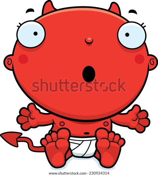 Cartoon Illustration Baby Devil Looking Surprised Stock Vector (Royalty ...