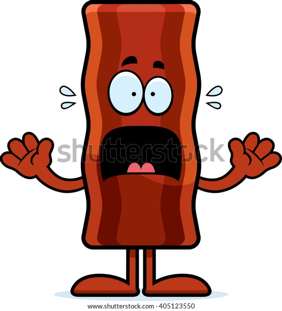 Cartoon Illustration Bacon Strip Looking Scared Stock Vector (Royalty ...
