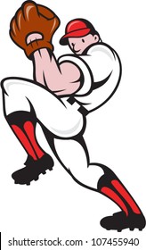 Cartoon Illustration Baseball Player Pitcher Pitching Stock Vector ...
