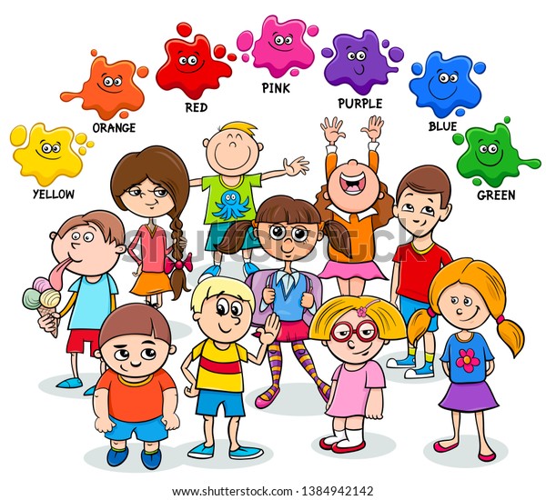 Cartoon Illustration Basic Colors Educational Worksheet Stock Vector ...