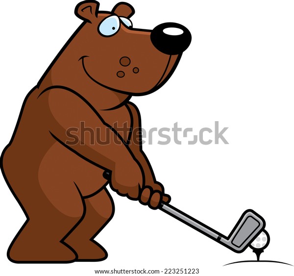 Cartoon Illustration Bear Playing Golf Stock Vector (Royalty Free ...