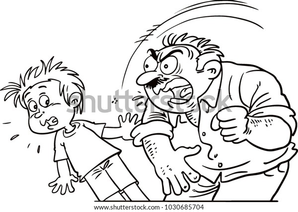 Cartoon Illustration Bizarre Long Arm Slapping 스톡 벡터(로열티 프리) 1030685704