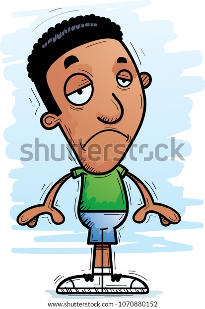 Cartoon Illustration Black Man Looking Sad Stock Vector (Royalty Free ...