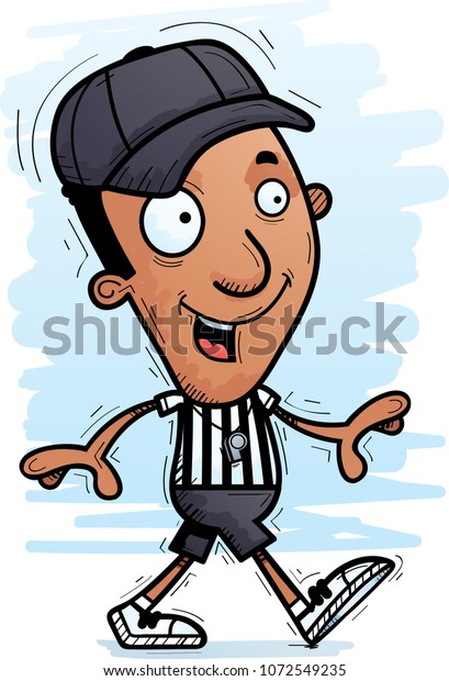 Cartoon Illustration Black Man Referee Walking 스톡 벡터(로열티 프리) 1072549235 ...