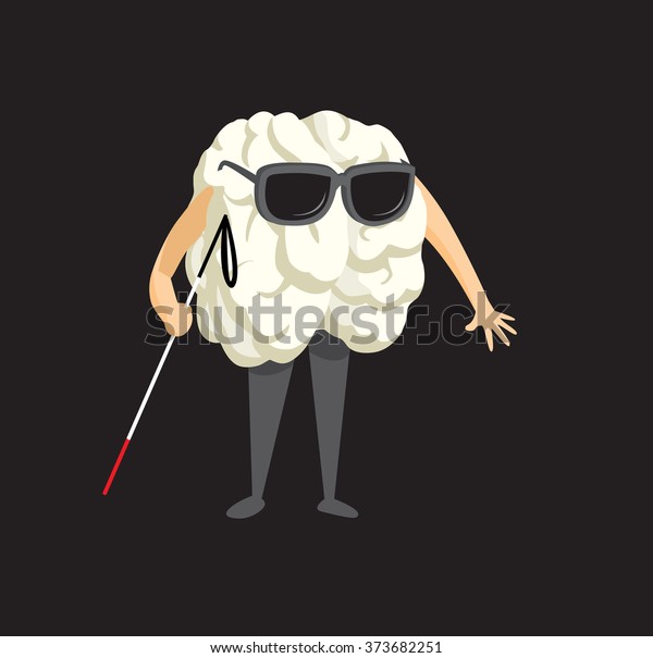 Cartoon Illustration Blind Brain Cane Darkness Stock Vector (Royalty ...