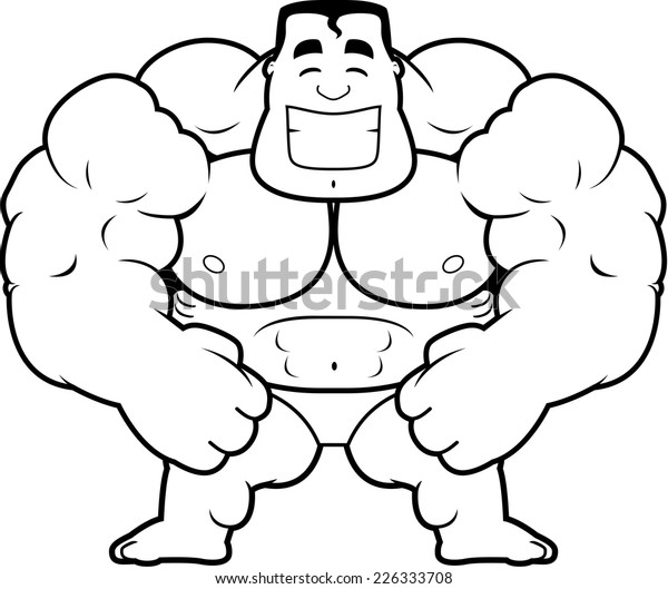 Cartoon Illustration Bodybuilder Flexing Stock Vector (Royalty Free ...