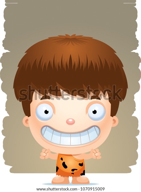 Cartoon Illustration Boy Caveman Standing Smiling Stock Vector (Royalty ...