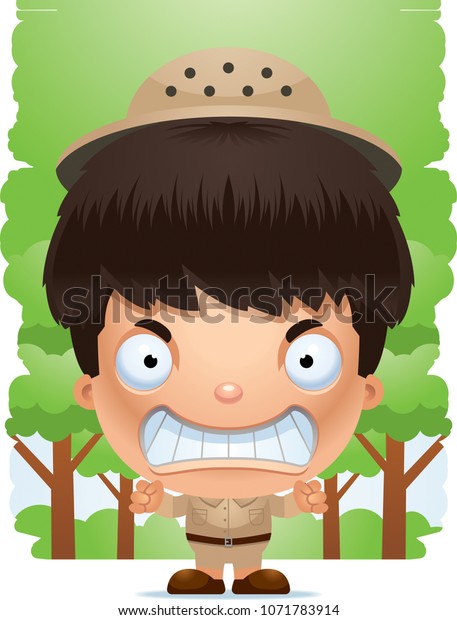 Cartoon Illustration Boy Explorer Looking Angry: เวกเตอร์สต็อก (ปลอดค่า ...