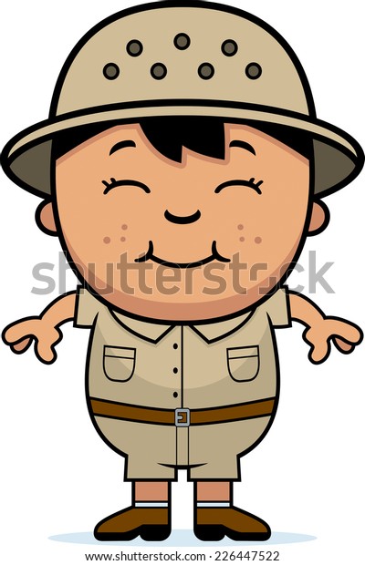 Cartoon Illustration Boy Explorer Standing Smiling Stock Vector ...