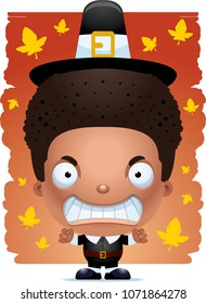 Cartoon Illustration Boy Pilgrim Looking Angry: vector de stock (libre ...