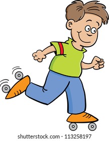 Cartoon Illustration Boy Roller Skating Stock Vector (Royalty Free ...