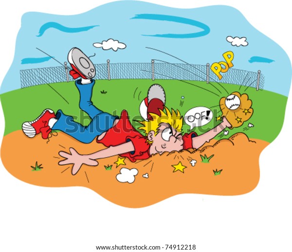 Cartoon Illustration Boy Running Falling Make Stock Vector (Royalty ...