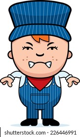 Cartoon Illustration Boy Train Conductor Looking Stock Vector (Royalty ...