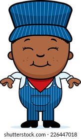 Cartoon Illustration Boy Train Conductor Standing Stock Vector (Royalty ...