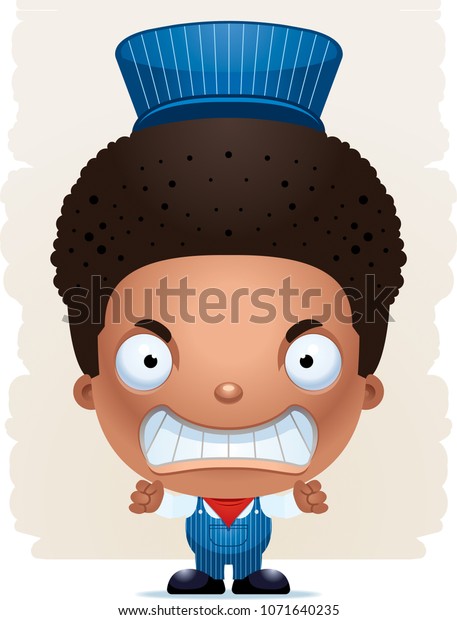 Cartoon Illustration Boy Train Conductor Angry: เวกเตอร์สต็อก (ปลอดค่า ...
