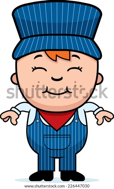 Cartoon Illustration Boy Train Conductor Standing Stock Vector (Royalty ...