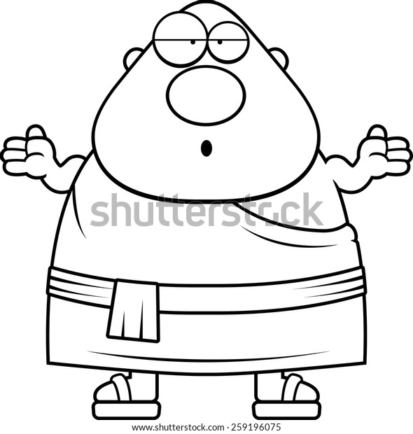 Cartoon Illustration Buddhist Monk Looking Confused Stock Vector ...
