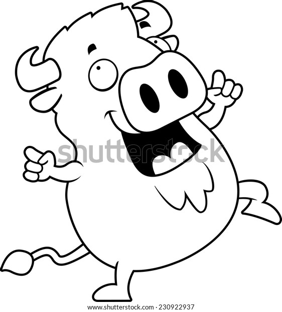 Cartoon Illustration Buffalo Dancing Smiling Stock Vector (Royalty Free ...