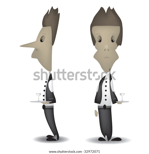 Cartoon Illustration Butler Front Side View Stock Vector (Royalty Free ...