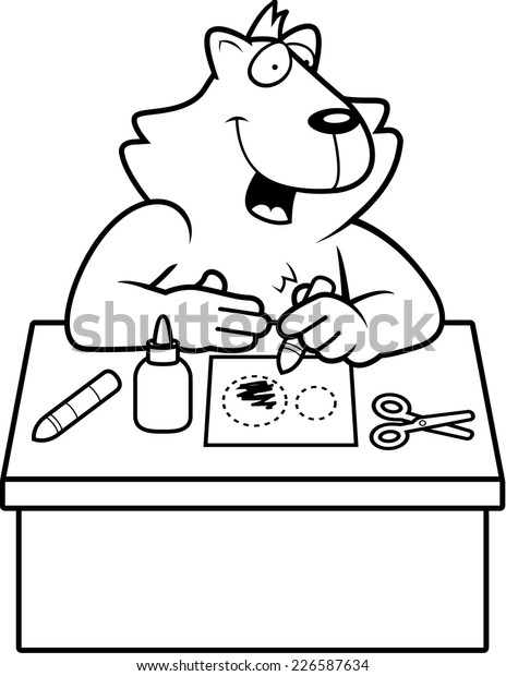 Cartoon Illustration Cat Doing Arts Crafts Stock Vector (Royalty Free ...