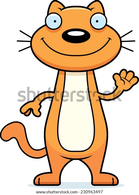 Cartoon Illustration Cat Waving Stock Vector (Royalty Free) 230963497 ...