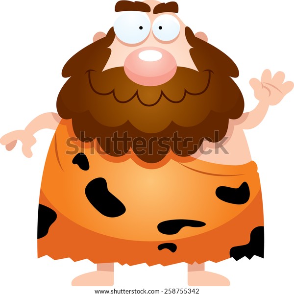 Cartoon Illustration Caveman Waving Stock Vector (Royalty Free ...