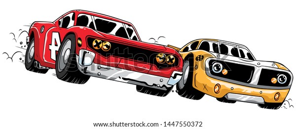 Cartoon Illustration Close Race Between 2 Stock Vector (Royalty Free ...