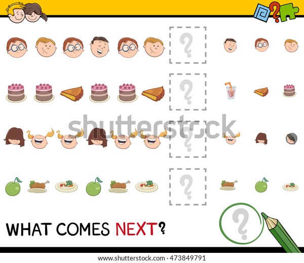 Cartoon Illustration Completing Pattern Educational Activity Stock ...
