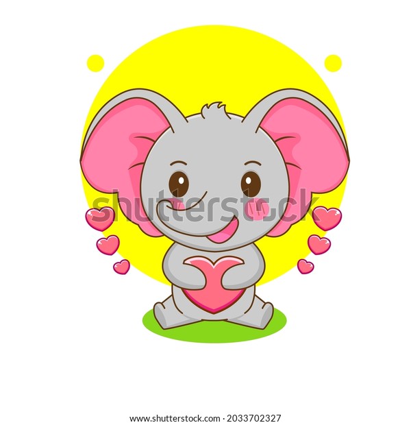 Cartoon Illustration Cute Elephant Hugging Love Stock Vector (Royalty ...