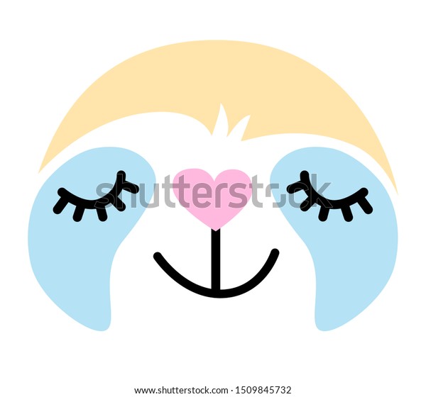 Cartoon Illustration Cute Sloth Head Minimalist : image vectorielle de ...