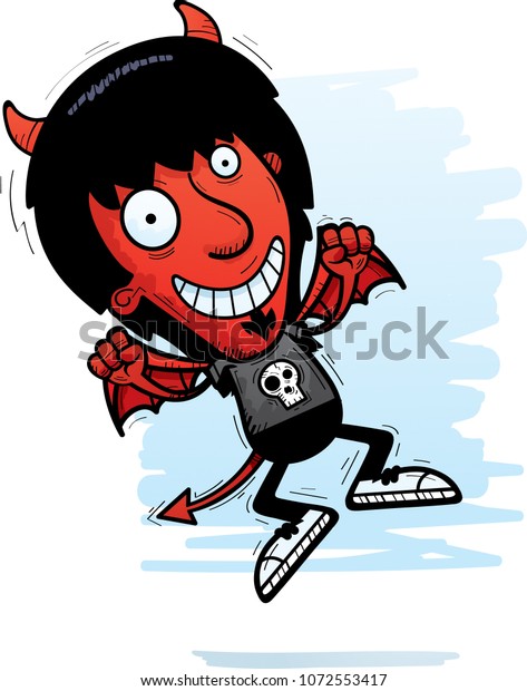 Cartoon Illustration Demon Jumping Stock Vector (Royalty Free ...