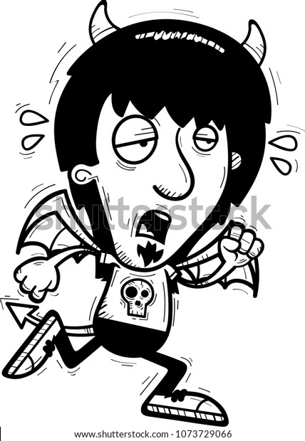 Cartoon Illustration Demon Running Looking Exhausted Stock Vector ...