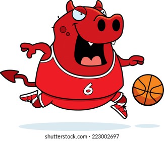 Cartoon Illustration Devil Playing Basketball Stock Vector (Royalty ...
