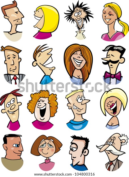 Cartoon Illustration Different People Characters Emotions Stock Vector ...