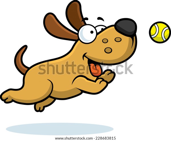 Cartoon Illustration Dog Chasing Ball Stock Vector (Royalty Free) 228683815