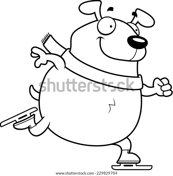 Cartoon Illustration Dog Ice Skating Stock Vector (Royalty Free ...