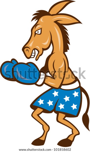 Cartoon Illustration Donkey Jackass Boxer Boxing: vector de stock ...