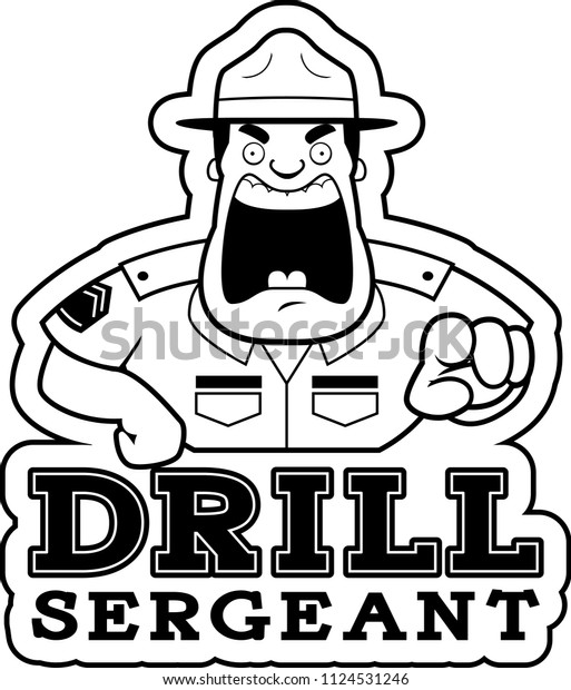Cartoon Illustration Drill Sergeant Yelling Pointing Stock Vector ...