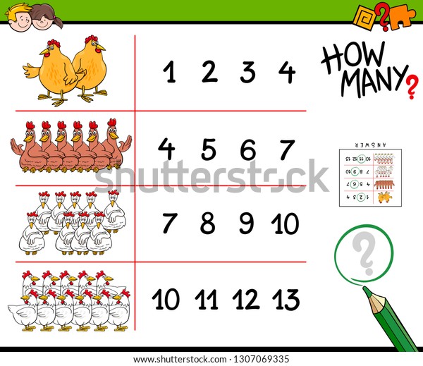 Cartoon Illustration Educational Counting Activity Children Stock ...