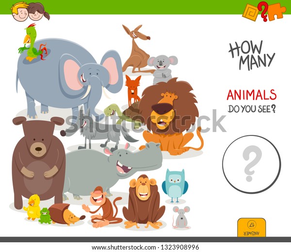 Cartoon Illustration Educational Counting Activity Game Stock Vector ...