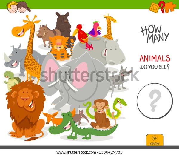 Cartoon Illustration Educational Counting Activity Game Stock Vector ...