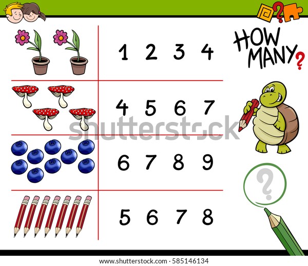 Cartoon Illustration Educational Counting Activity Children Stock ...