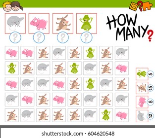 Cartoon Illustration Educational Counting Game Children Stock Vector ...