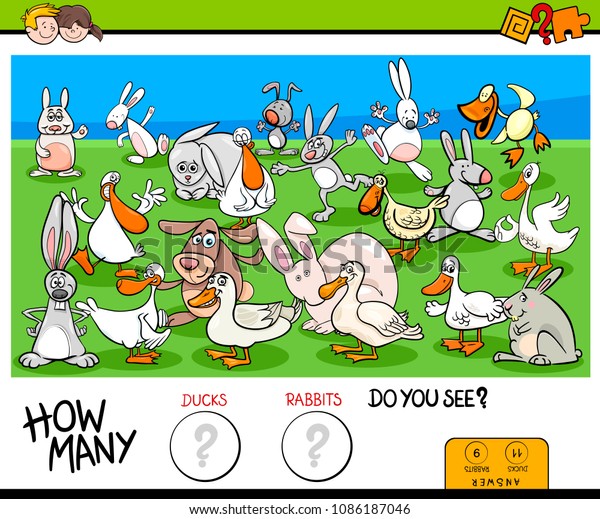 Cartoon Illustration Educational Counting Game Children Stock Vector ...